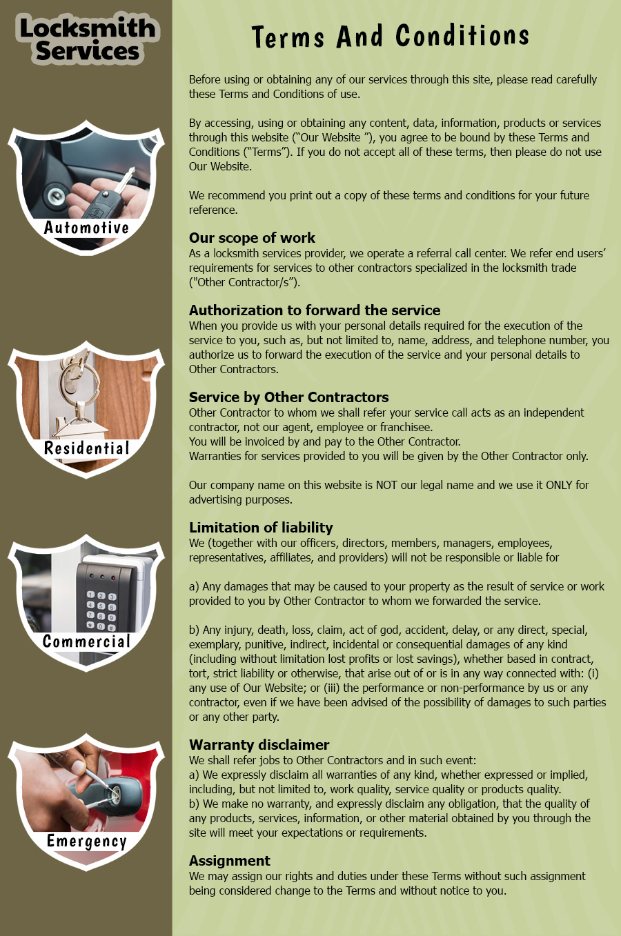 Clackamas Locksmith Service - Terms And Conditions